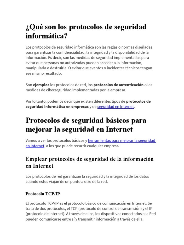 Qué Son Los Protocolos de Seguridad Informática | PDF | Protocolos de internet | Seguridad