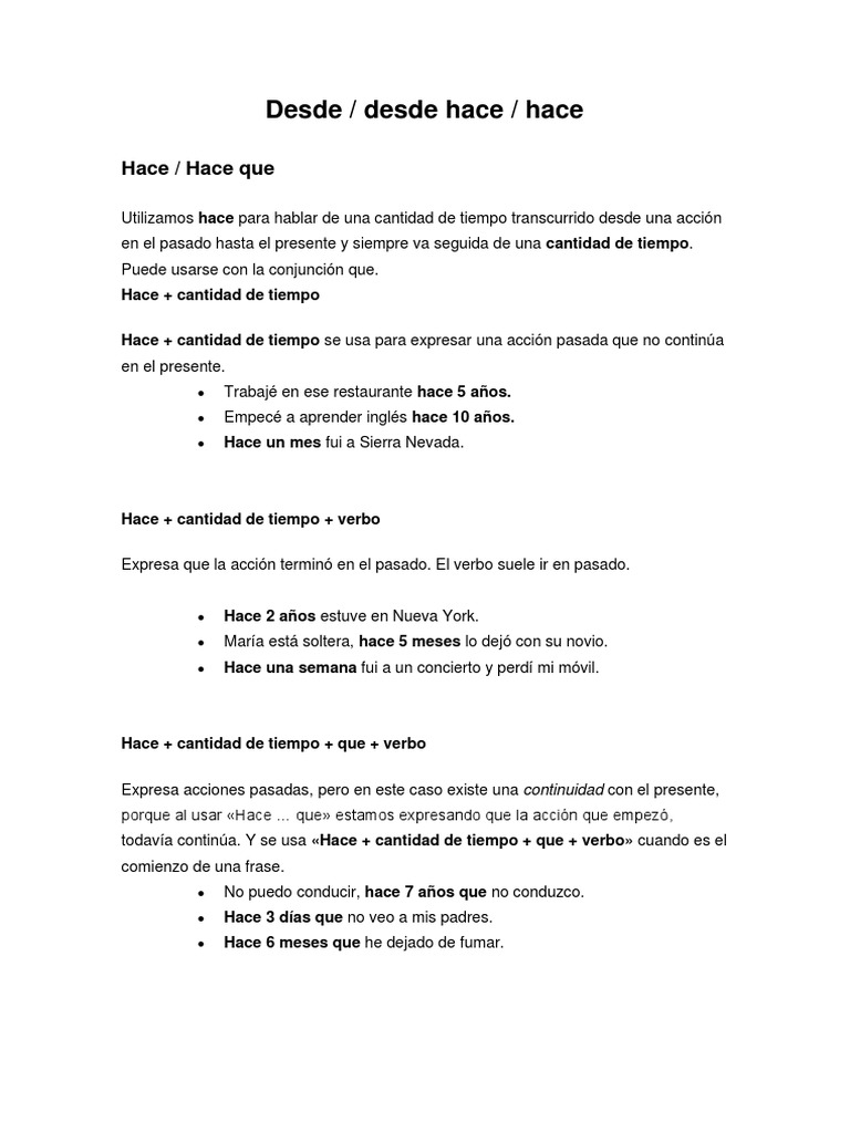 Desde-Desde Hace-Hace | PDF | Lengua española
