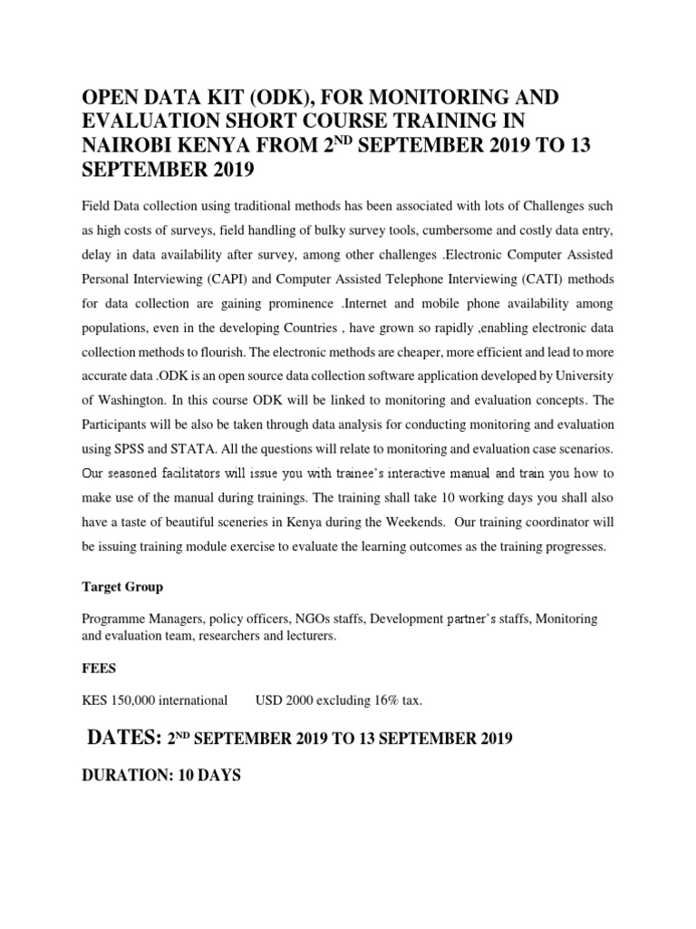 Open Data Kit Odk For Monitoring and Eva | PDF | Statistics | Analysis ...