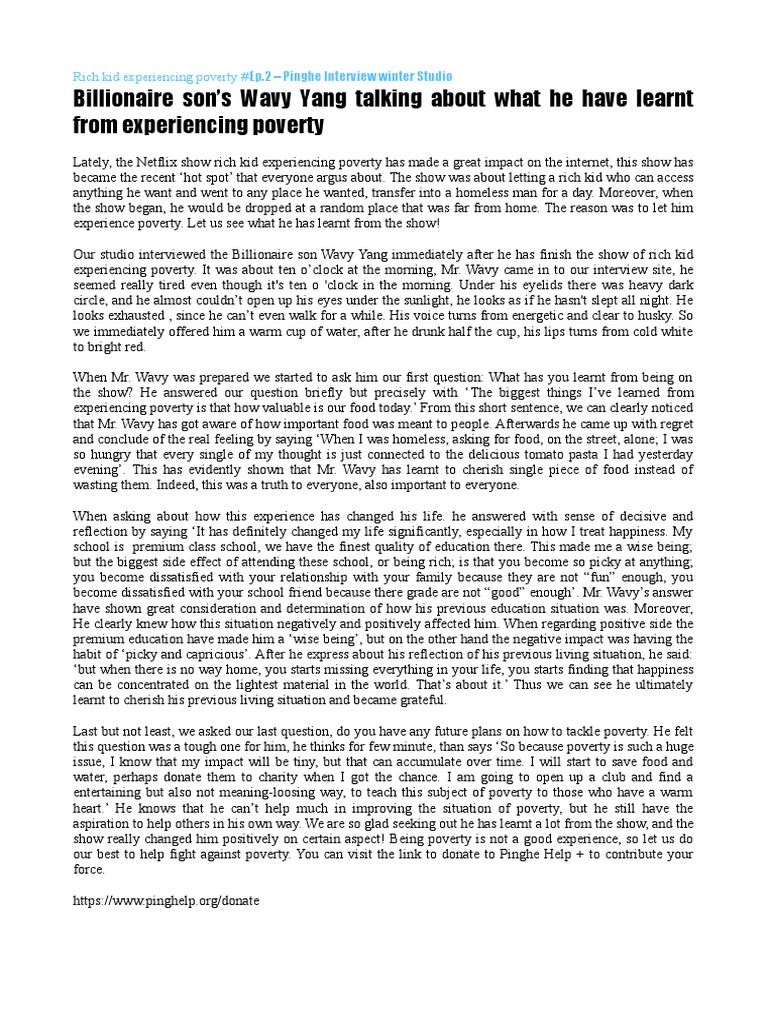 Embedded Interview Script 1 | PDF | Poverty | Poverty & Homelessness