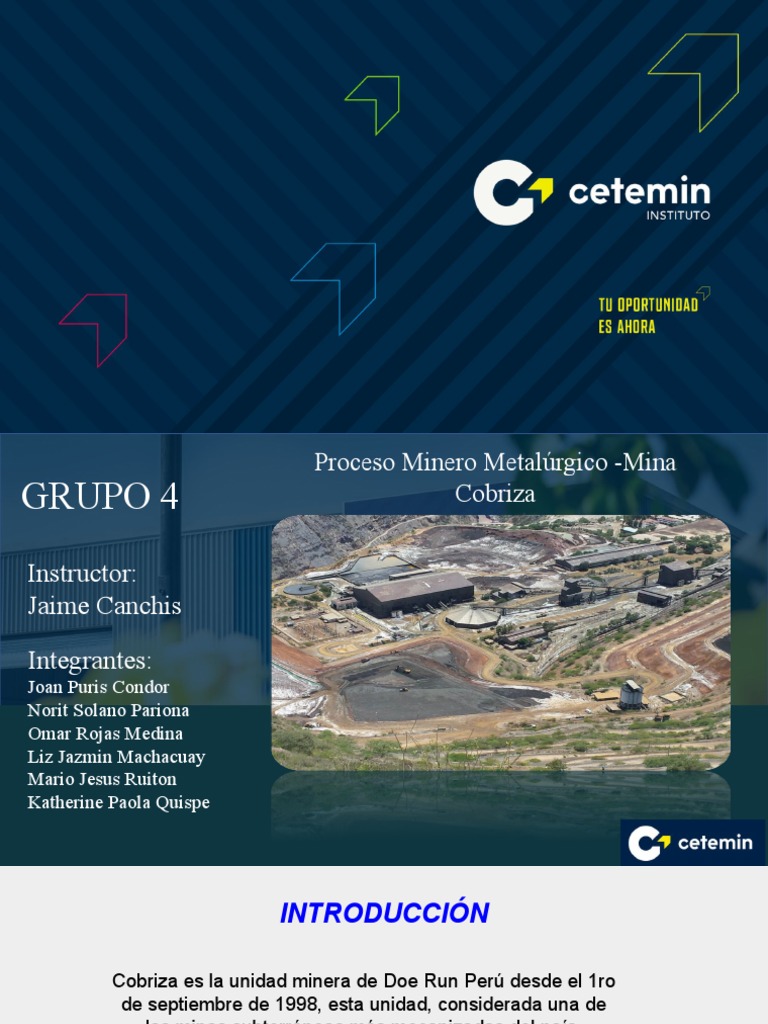 Proceso Minero Metalúrgico -Mina Cobriza | PDF | Cobre | Minería