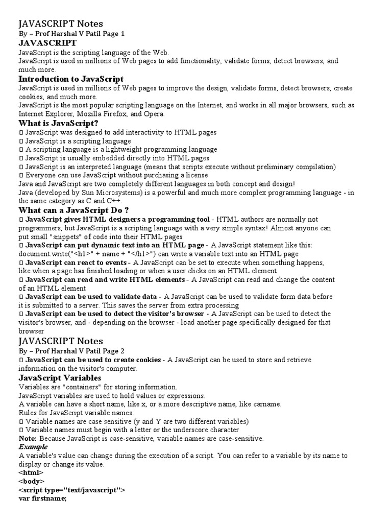 Javascript Step By Step Notes On Building Jscript Pdf Java Script 5662