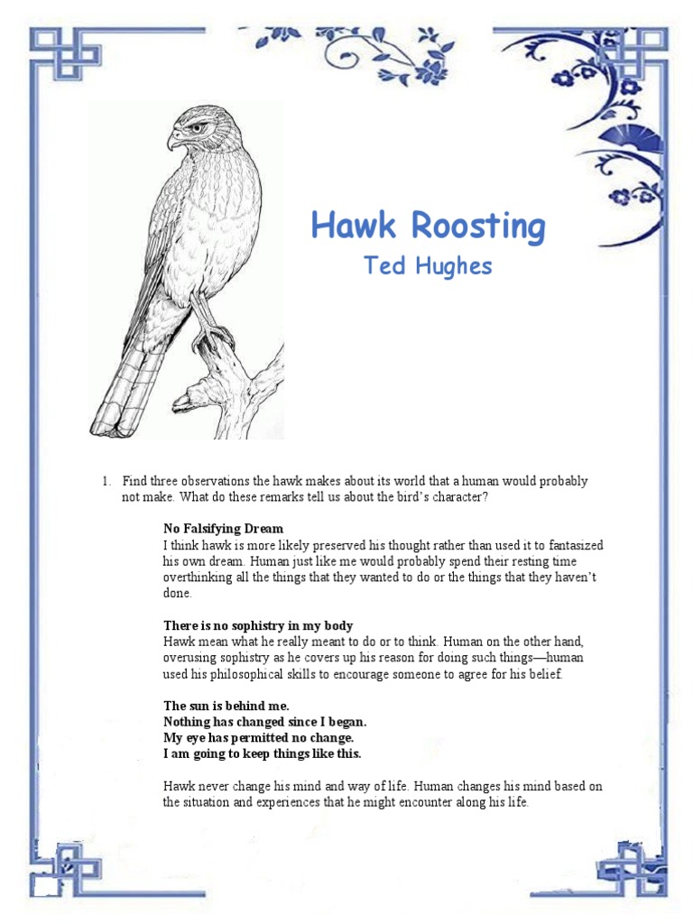 Hawk Roosting Q A | PDF | Thought | Mind
