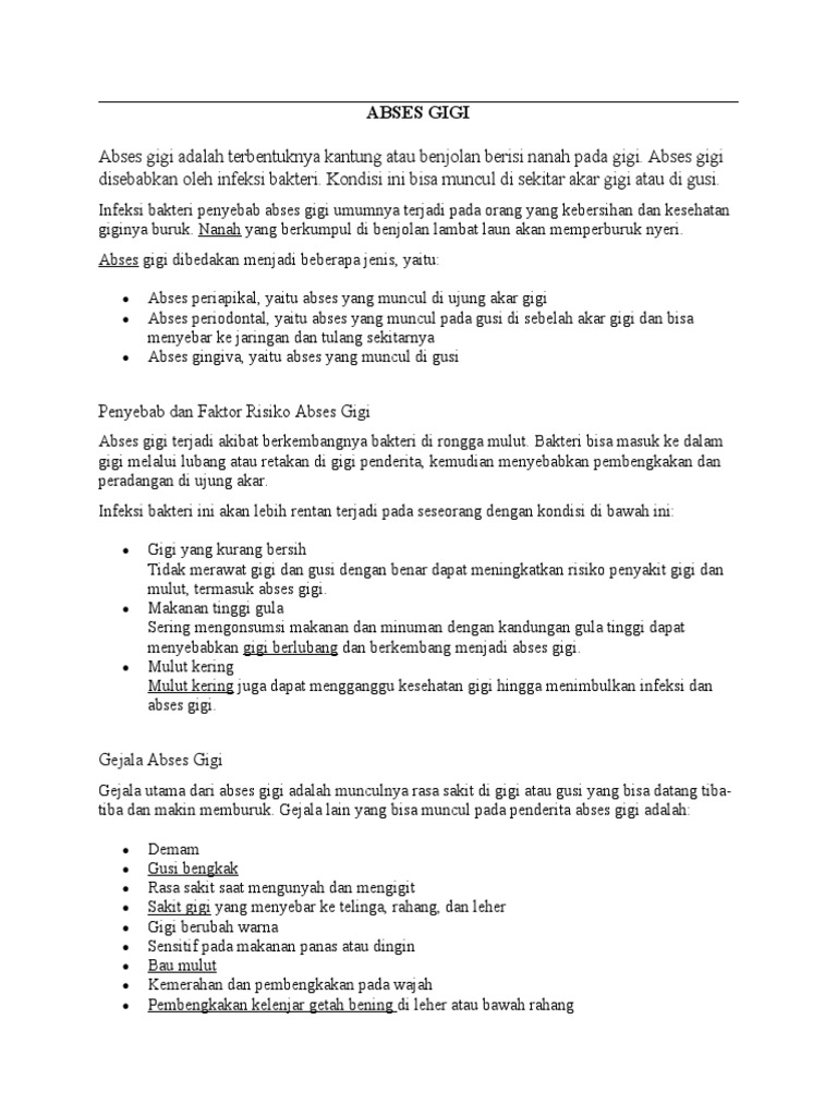 Ciri dan Contoh Abses Gigi | PDF | Kesehatan Holistik | Sains & Matematika