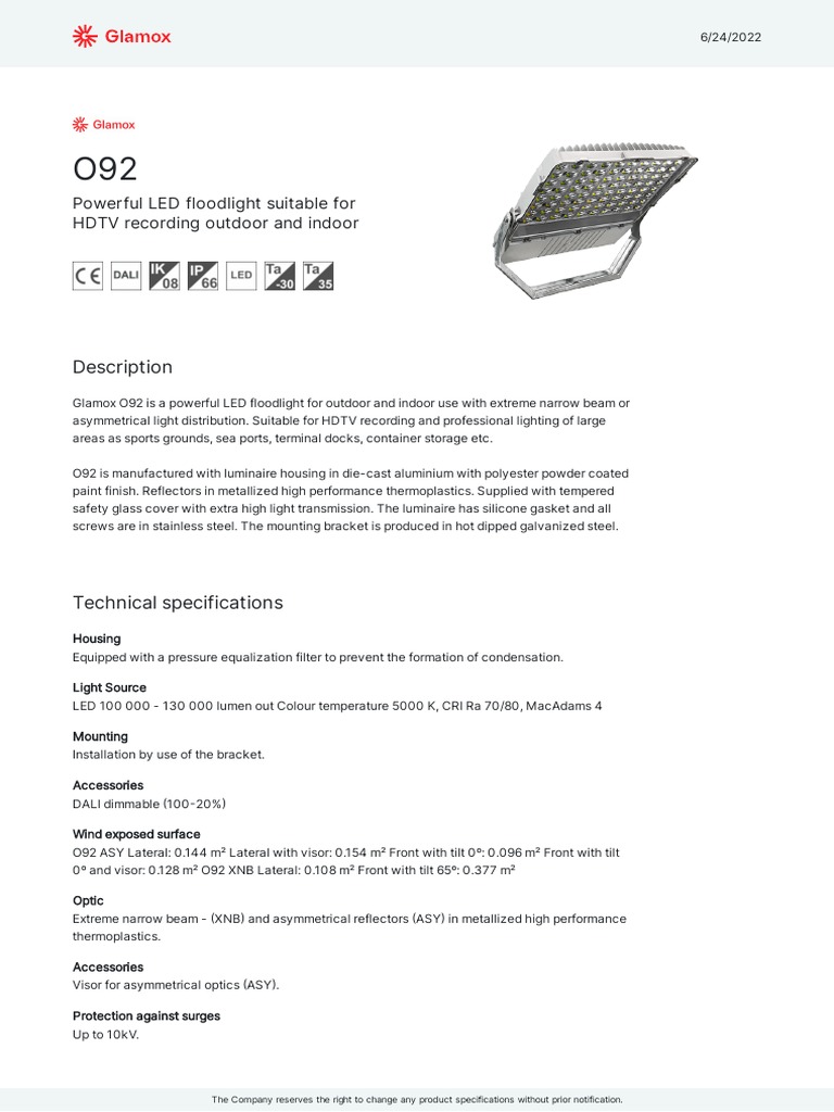 Professional LED Floodlight | PDF | Mirror | Components