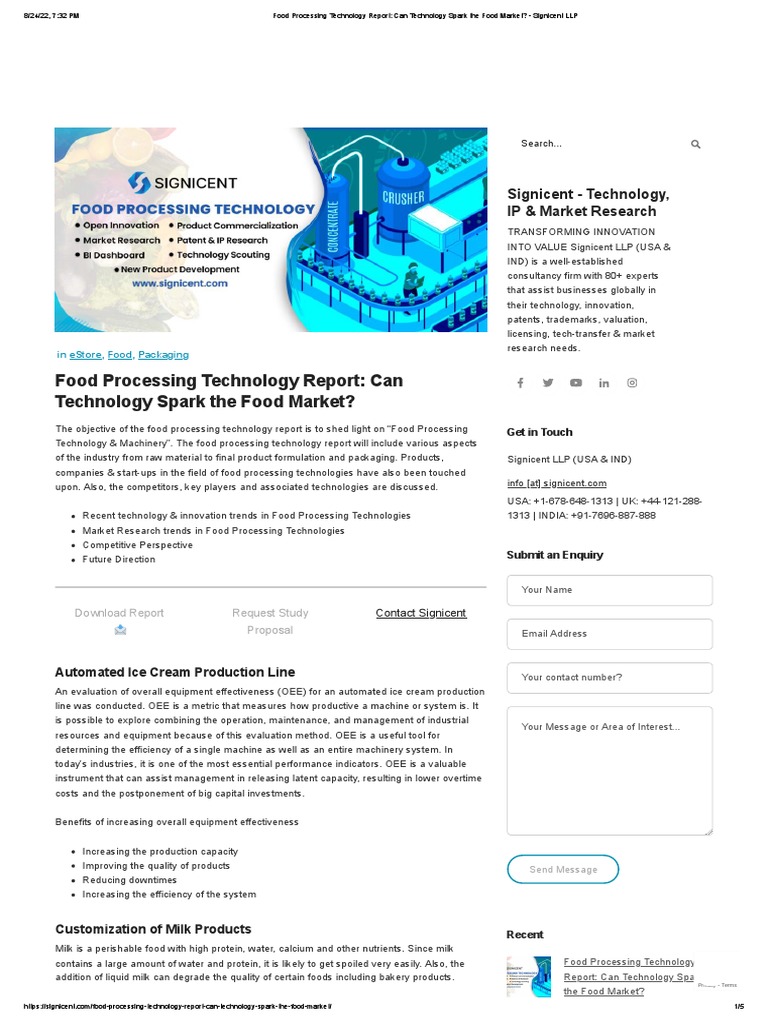 Innovations in Food Processing Technology | PDF | Milk | Water
