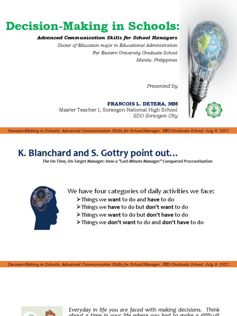 School Decision-Making Guide | PDF | Decision Making | Mindset