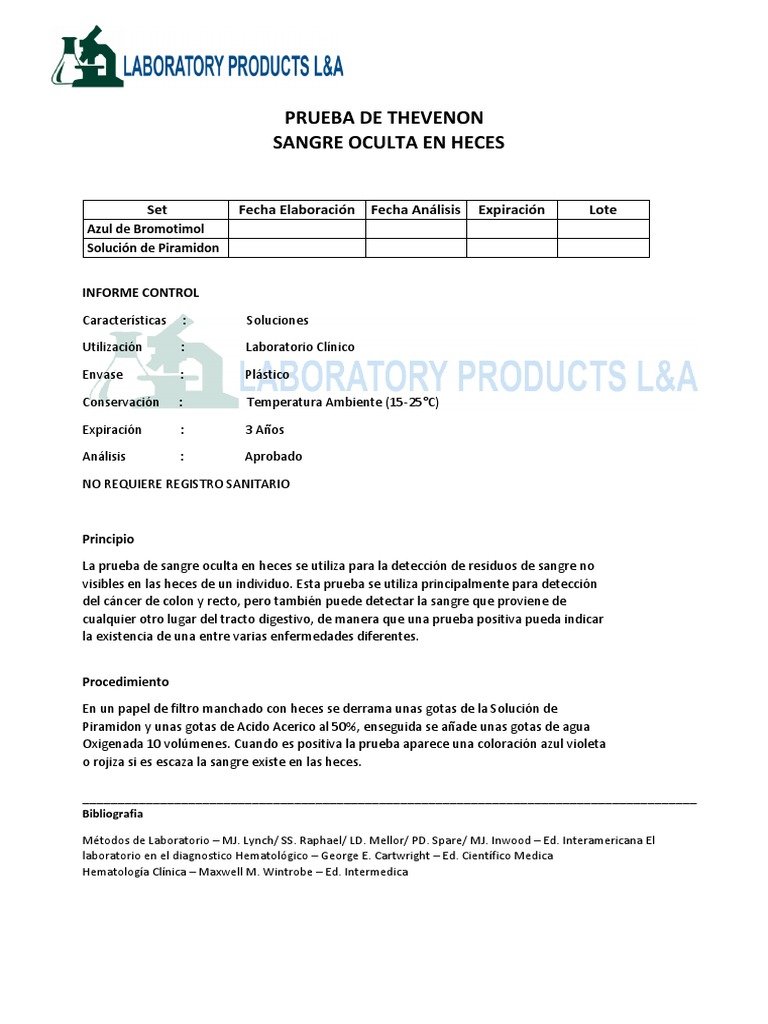 SET PRUEBA DE THEVENON (Sangre Ocultas Heces) | PDF
