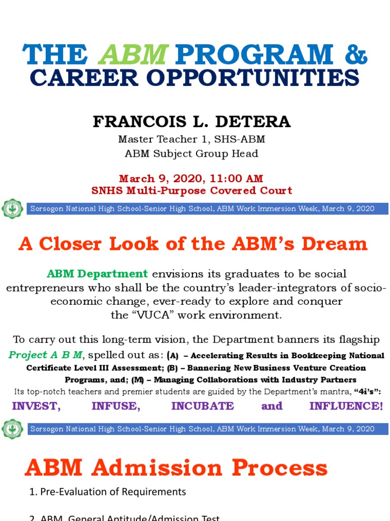 The ABM Program and Career Opportunities | PDF | Intelligence | Creativity
