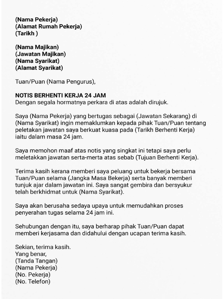 Surat Benti Kerja | PDF