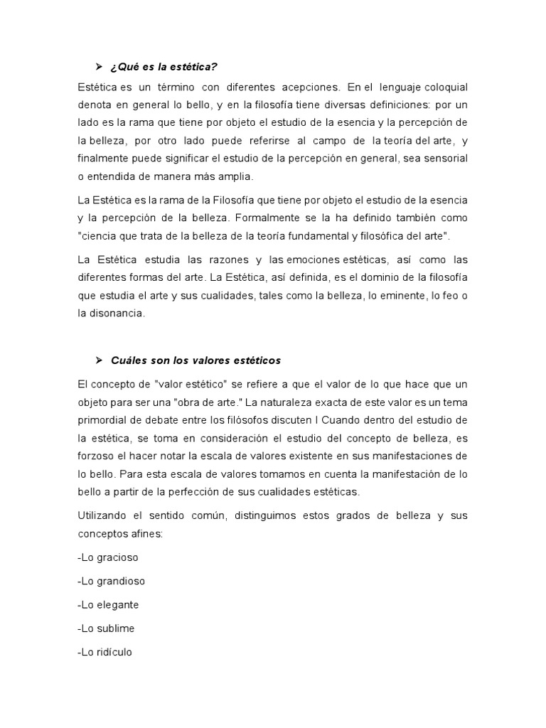 Que Es La Estetica | PDF | Belleza | Estética