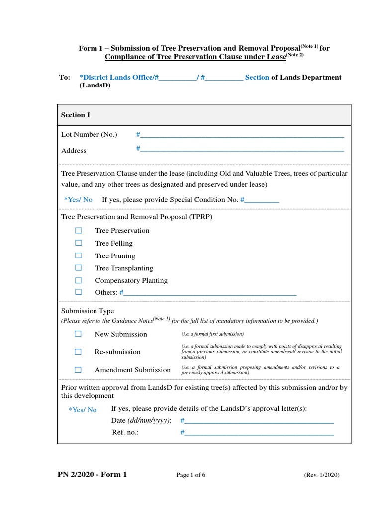 Tree Preservation and Removal Proposal Form: Requesting Approval for ...