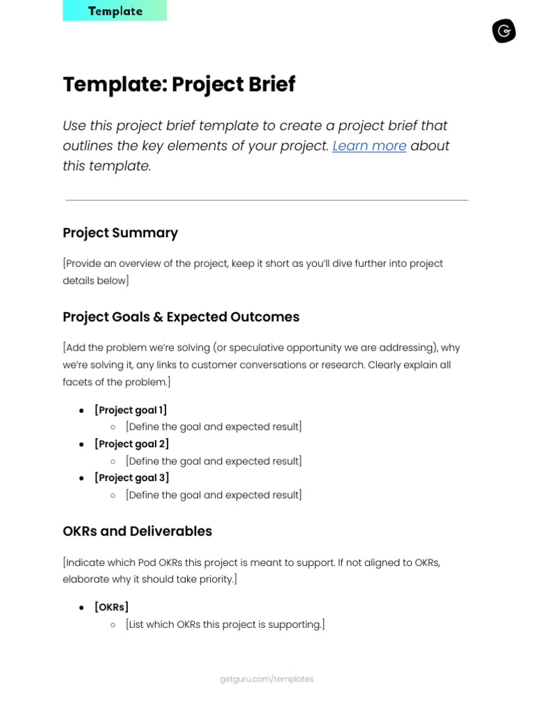Project Management - Project Brief Template | PDF