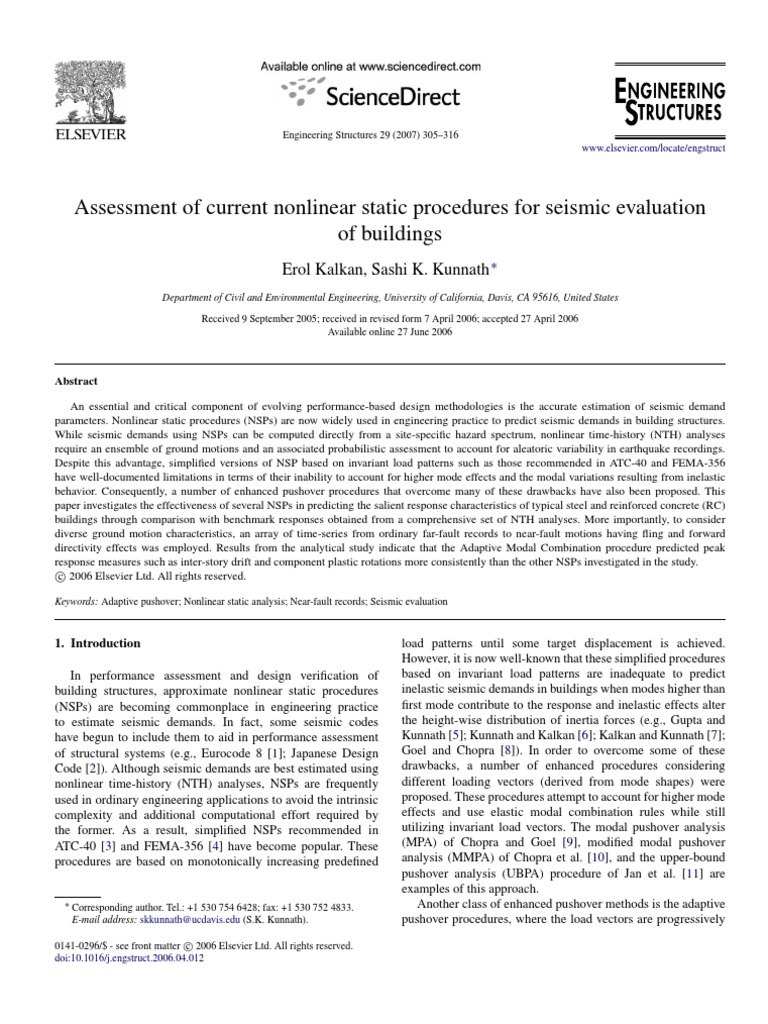 Assessment of Current Nonlinear Static Procedures For Seismic ...