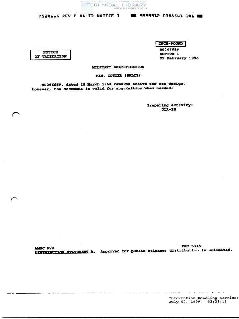 MS24665 Pin, Cotter (Split) | PDF