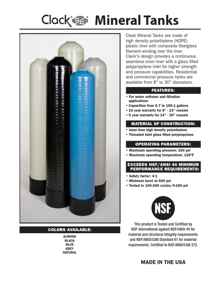 Mineral Tanks: Features | PDF | Pressure | Building Materials