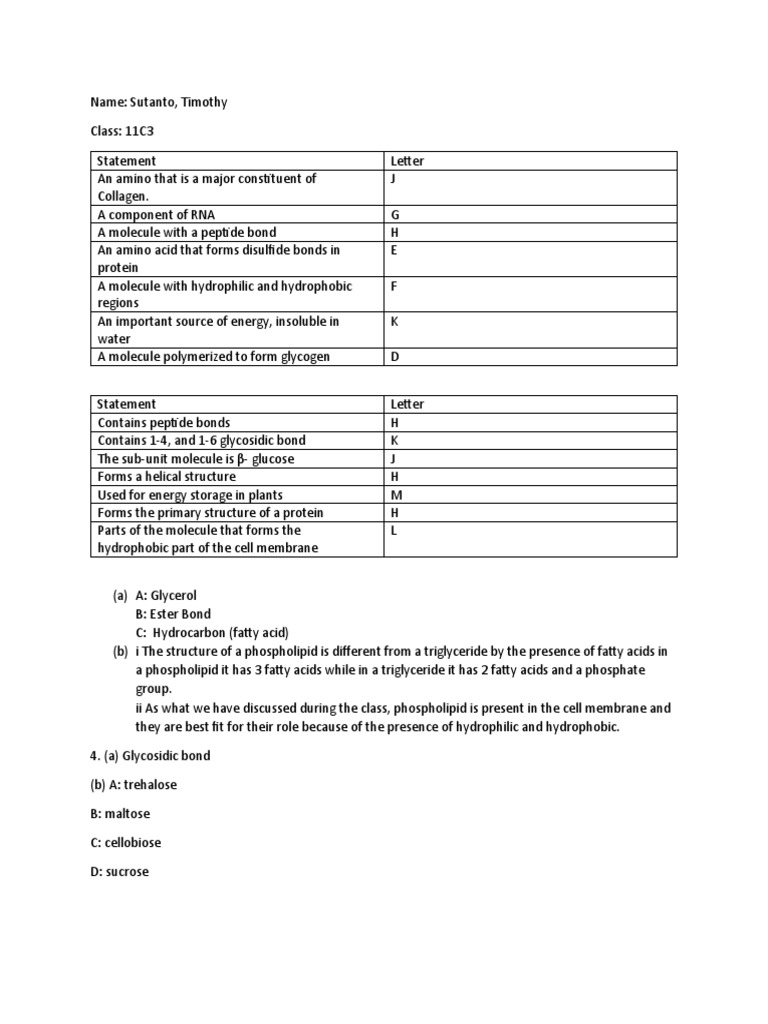 Biology Exercise | PDF