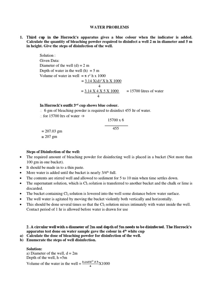 Calculating Chlorine Requirements: Solving Water Disinfection Problems ...