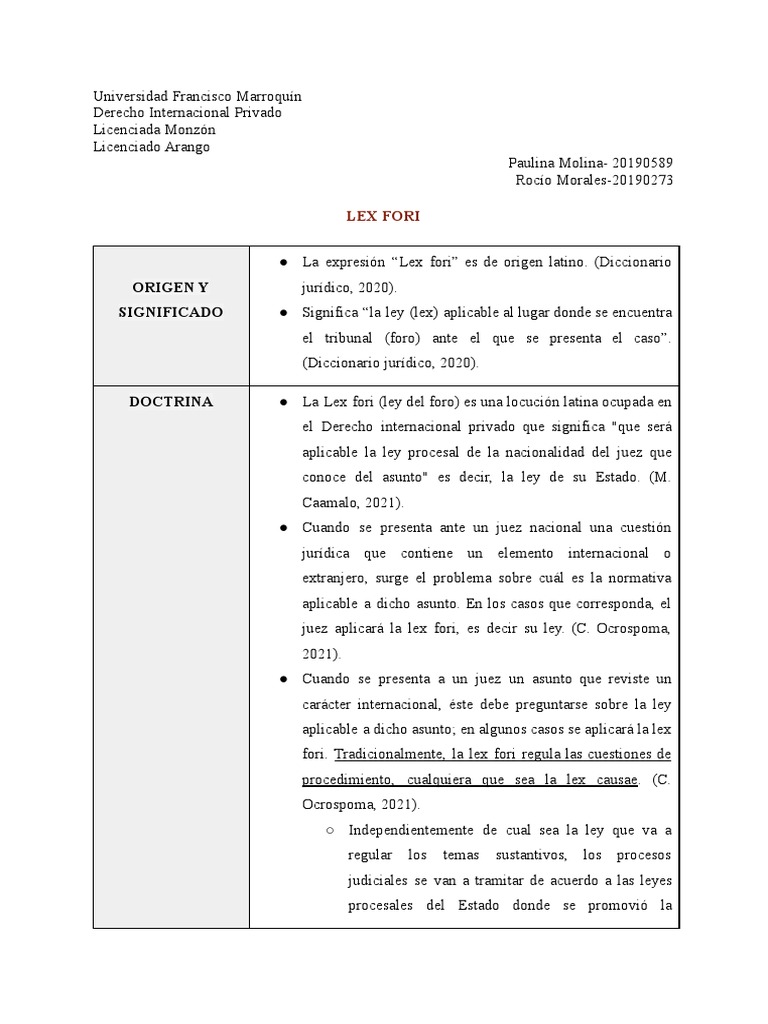 Lex Fori: Origen y Aplicación en Derecho | PDF | Sentencia (ley ...