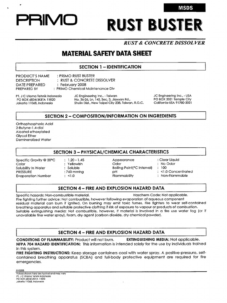 MSDS Rust Buster | PDF