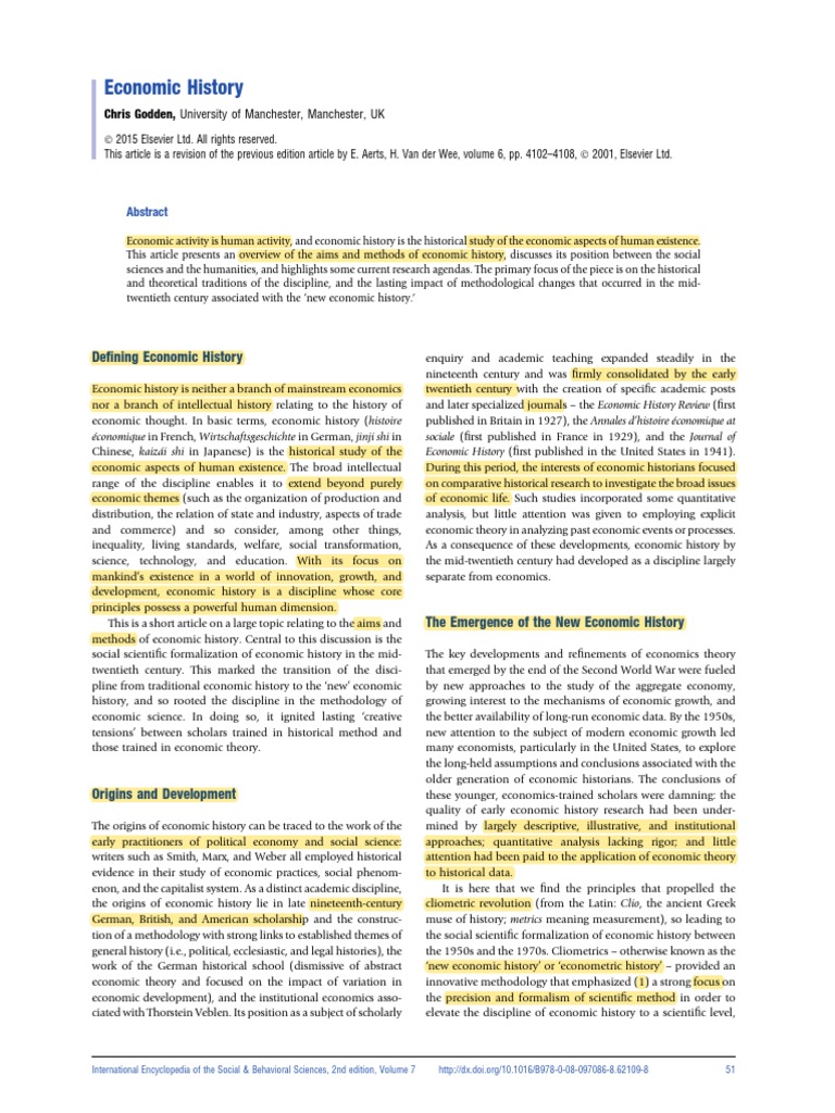 Evolution of Economic History - Godden - 2015 | PDF | Economic History ...
