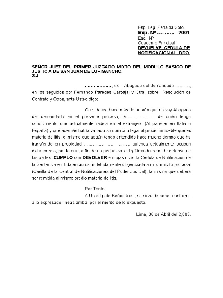 Devuelvo Notificacion | PDF