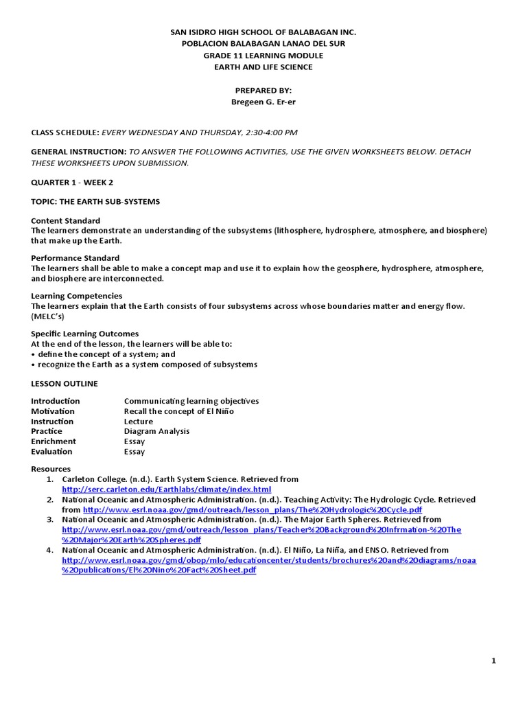 G11 MODULE WEEK 2-Earth Science | PDF | Earth | Oceans