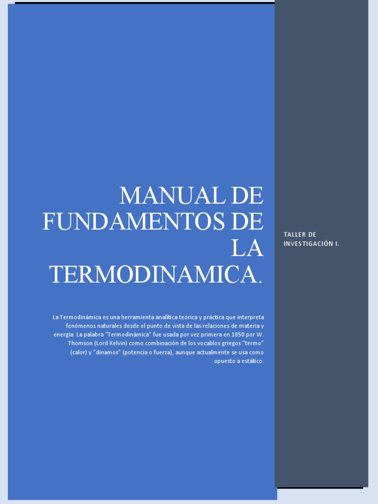 Manual de Fundamentos de La Termodinamica. | PDF | Termodinámica | Calor