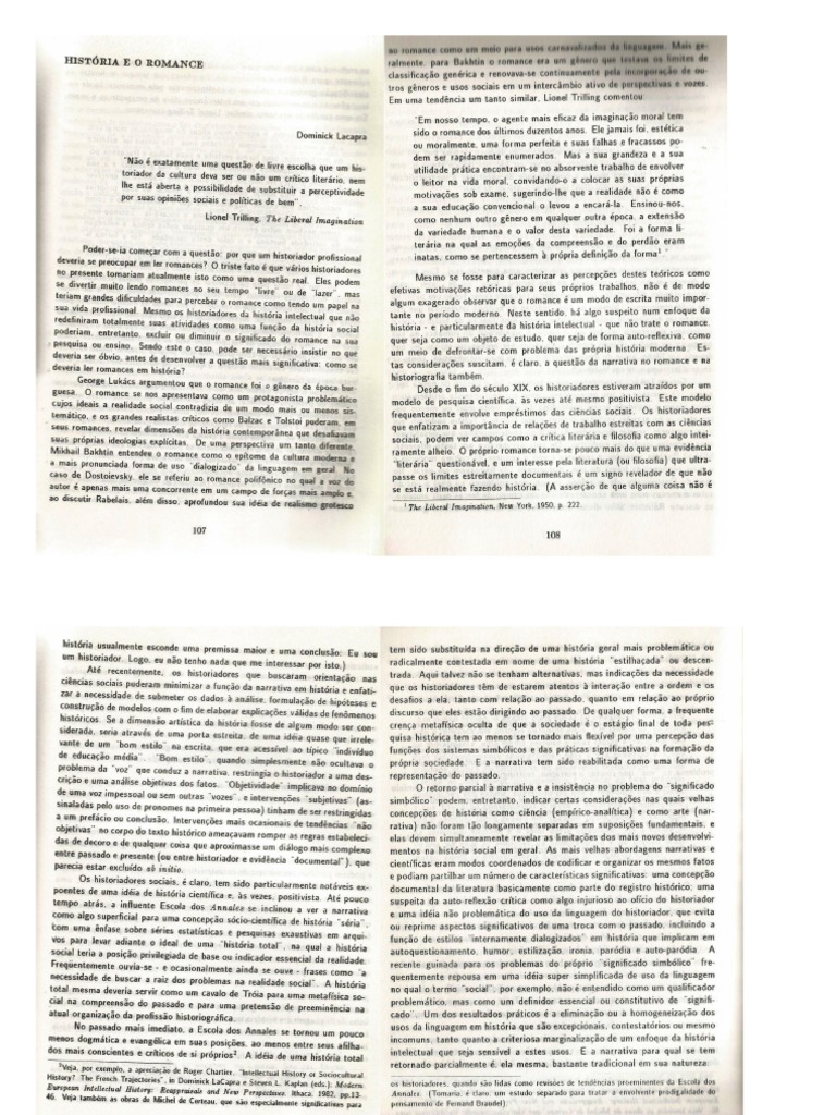LACAPRA, Dominick - História e o Romance | PDF