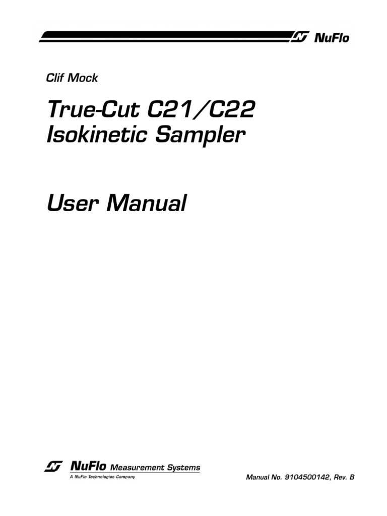 True-Cut C21/C22 Isokinetic Sampler: Clif Mock | PDF | Valve | Legal ...