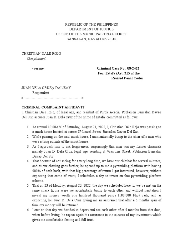 Criminal Complaint Aff. | PDF | Justice | Crime & Violence