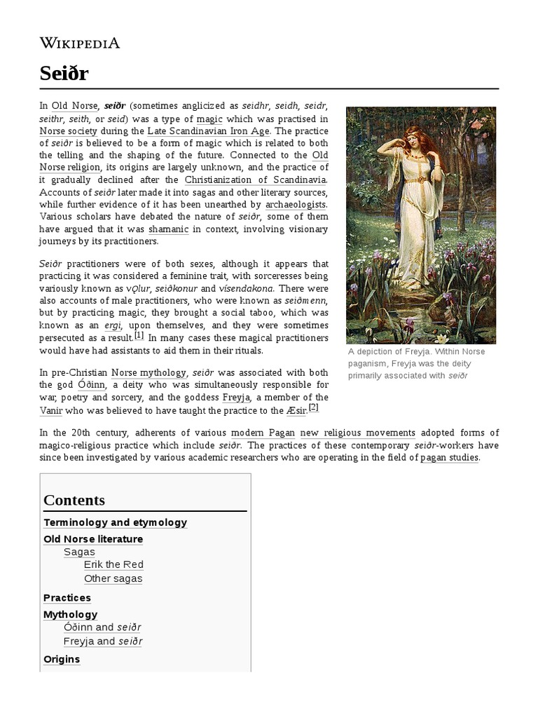 Seiðr: Seithr, Seith, or Seid) Was A Type of Magic Which Was Practised ...