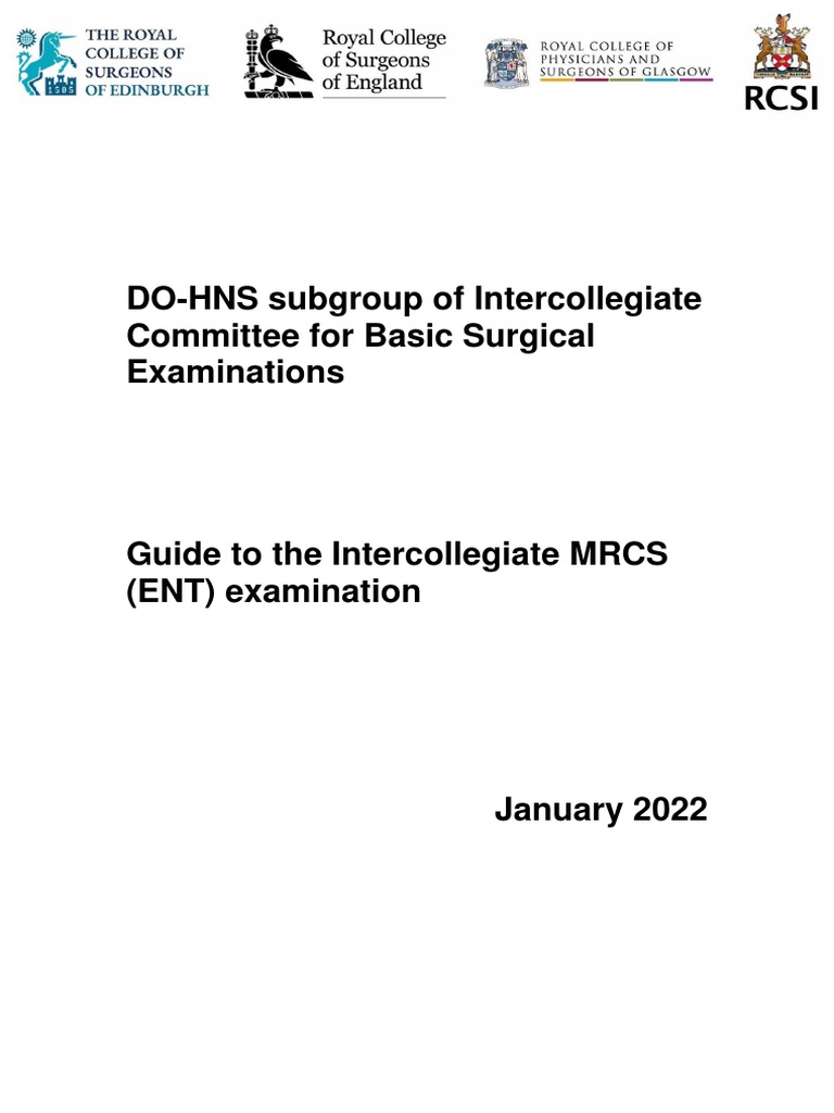 Guide to the intercollegiate MRCS (ENT) exam | PDF | Head And Neck ...