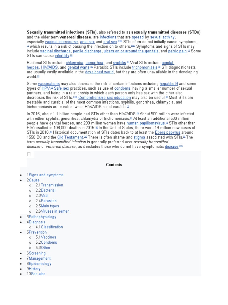 Overview of Sexually Transmitted Infections | PDF | Sexually ...