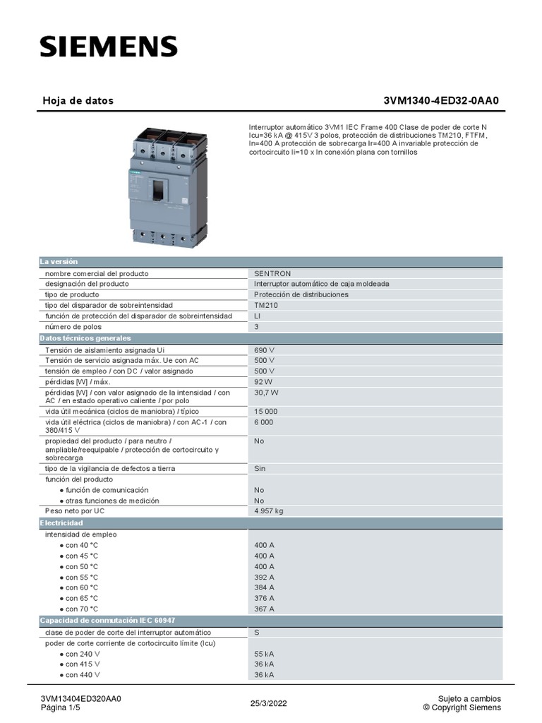 3VM13404ED320AA0 Datasheet Es | PDF | Ingenieria Eléctrica | Electricidad