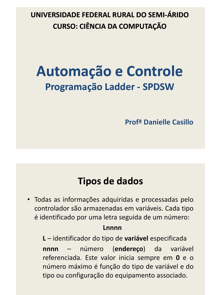 Programação Ladder - SPDSW | PDF | Tipo de dados | Mordeu
