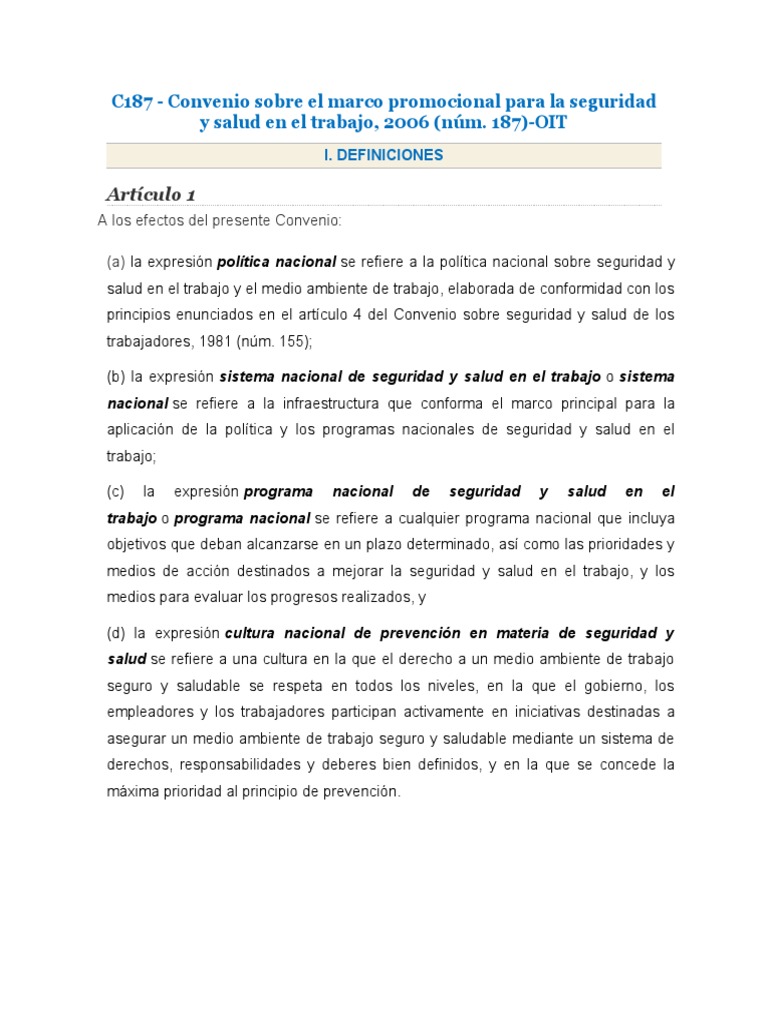 Convenio N°187 de La Oit | PDF | Organización Internacional del Trabajo
