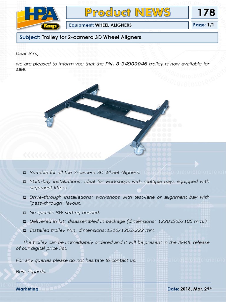Trolley For 2-Camera 3D Wheel Aligners.: Subject | PDF