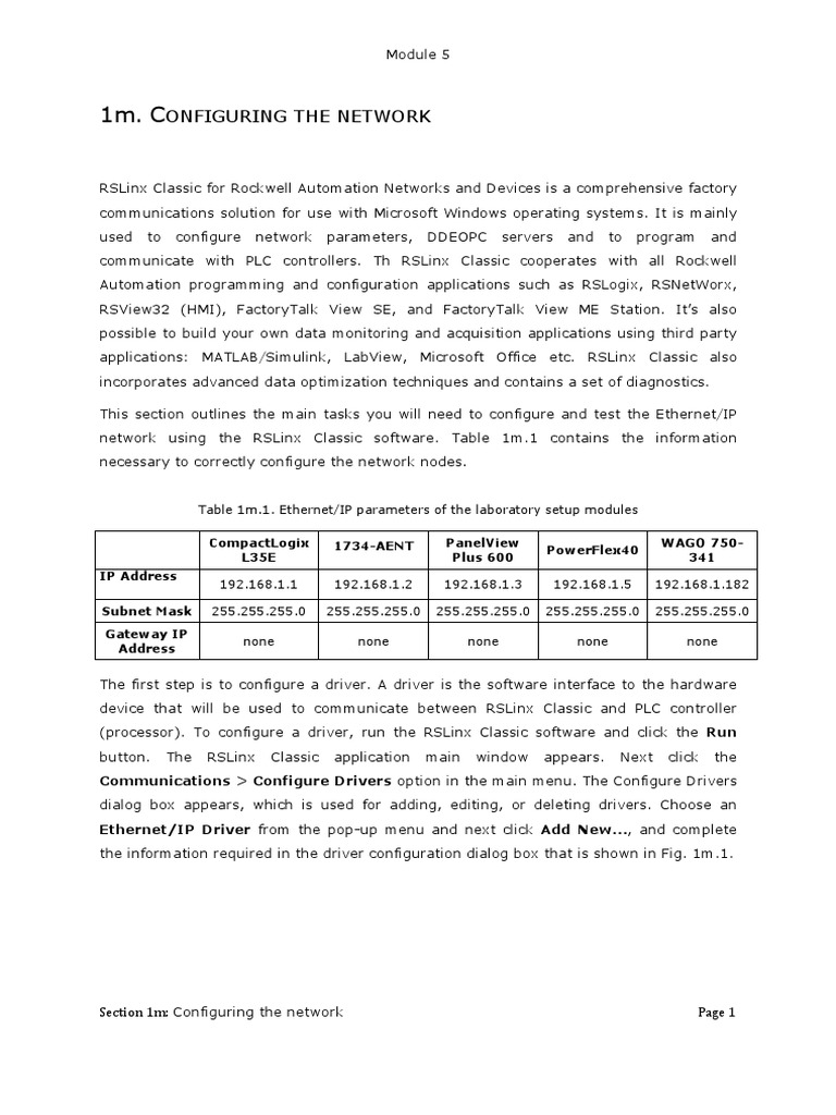 1.1 Configuring The Network | PDF | Programmable Logic Controller | Computer Network