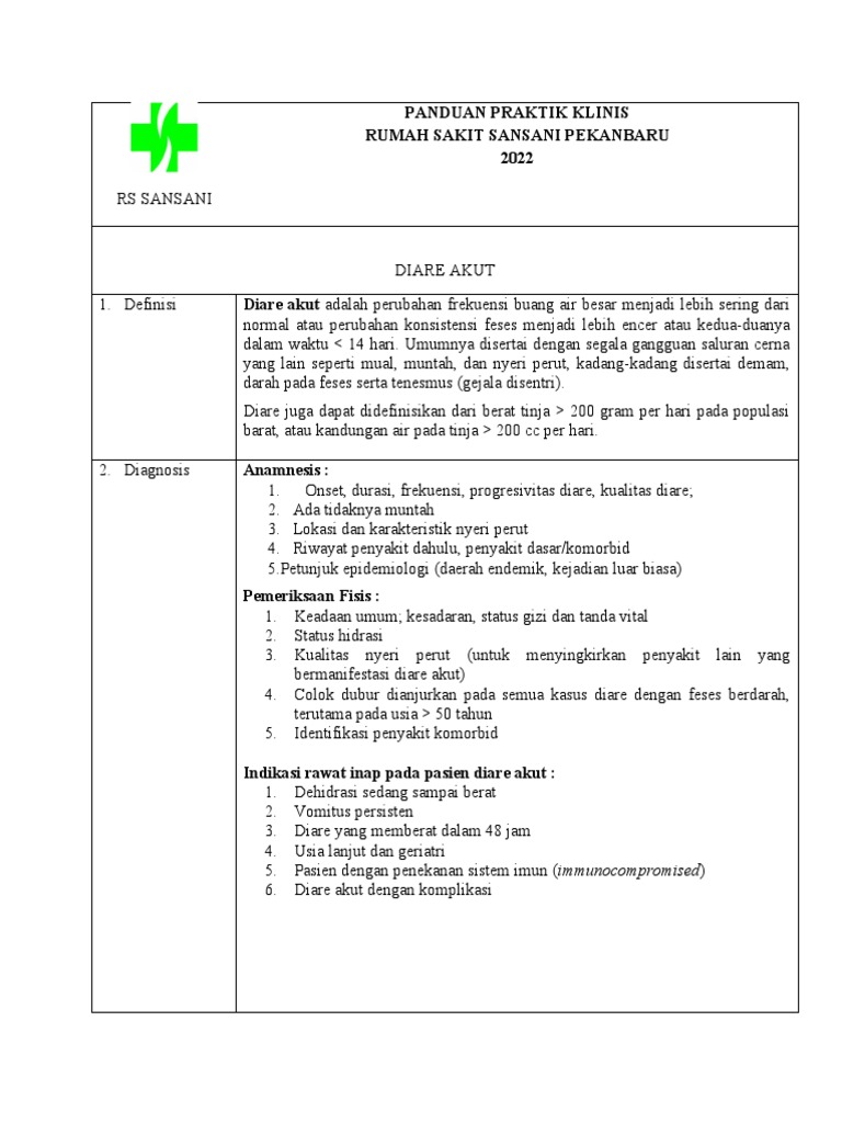 PPK Diare Dewasa | PDF