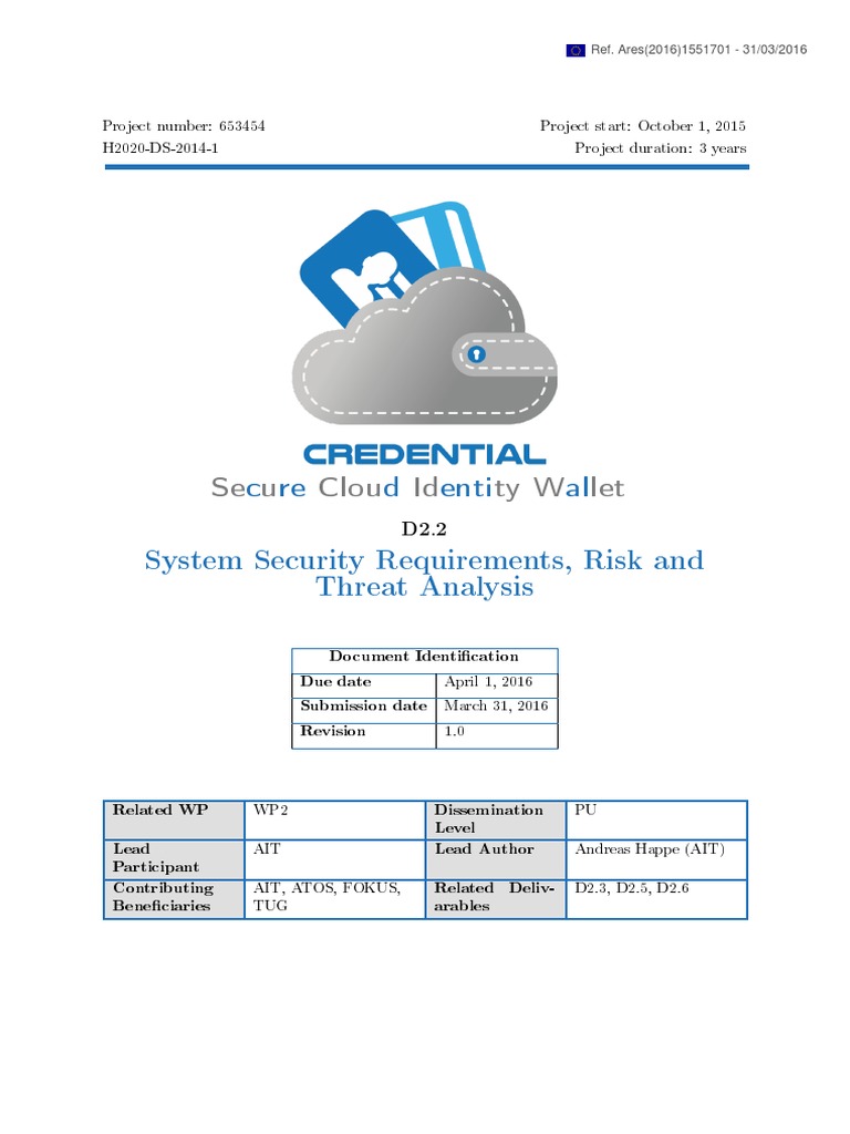 CREDENTIAL D2.2 System Security Requirements v1.0 | PDF | Computer Security | Security