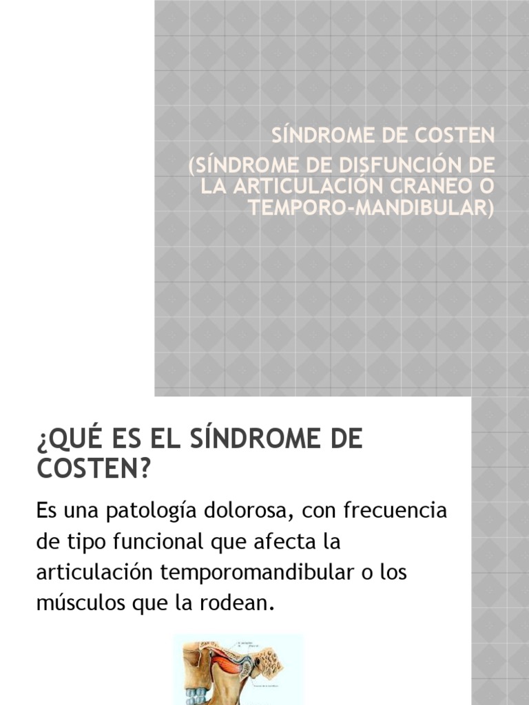 Síndrome de Costen: Síntomas y Tratamiento | PDF | Especialidades ...