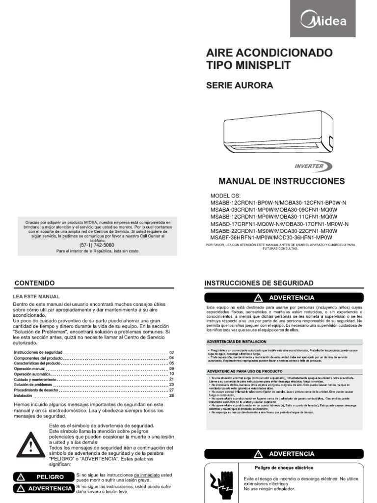 Manual de Instalación Minisplits Aurora | PDF | Control remoto | Bienes ...