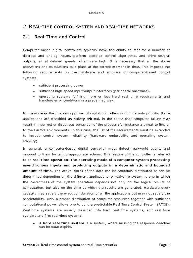 2 Real Time Control System And Real Time Networks Pdf Computer Network Real Time Computing