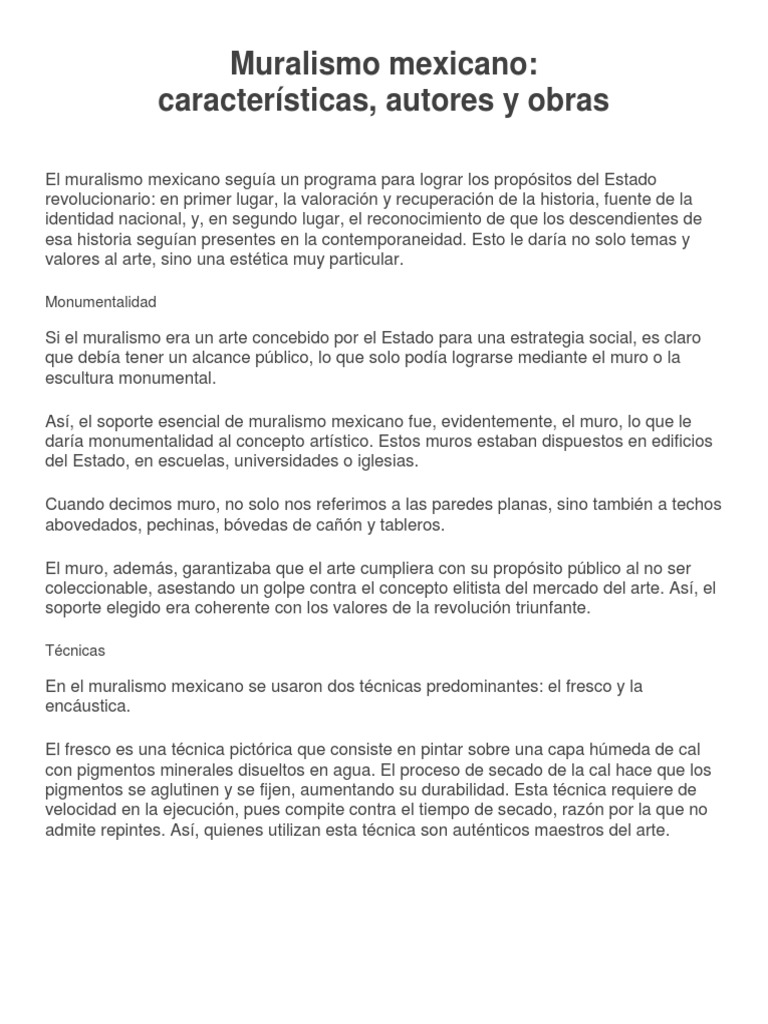Características del muralismo mexicano | PDF