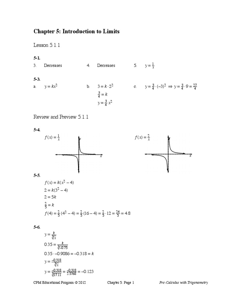 CPM Precalculus Chapter 05 Solutions | PDF | Trigonometric Functions ...