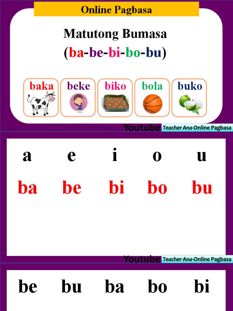 ABAKADA L L Ba-Be-Bi-Bo-Bu L L Teacher Ana Online Pagbasa | PDF