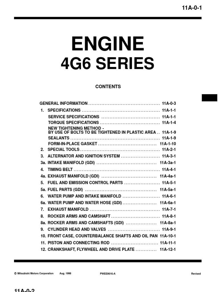 Mitsubishi Engine 4G6 | PDF | Distributor | Throttle