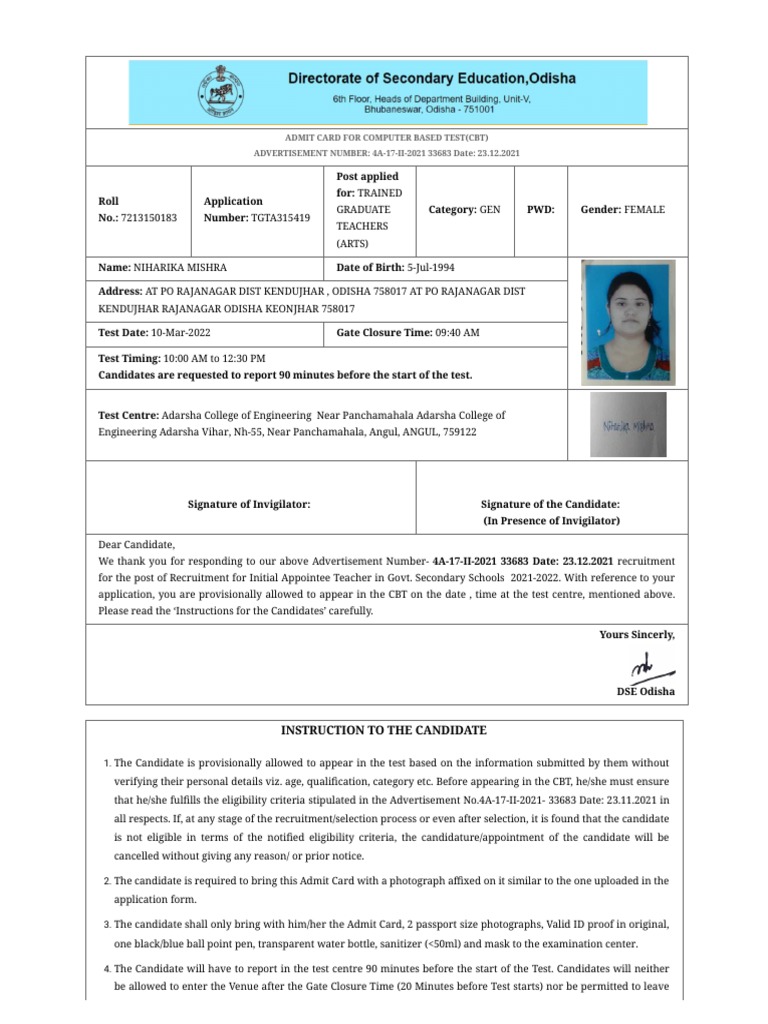 Admit Card - Candidate Login | PDF | Educational Technology