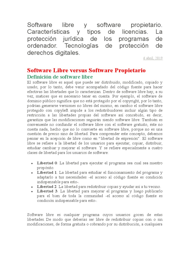 Software Libre y Propietario | PDF | Software libre | Software propietario